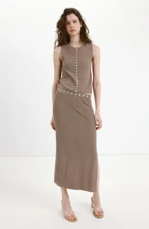 Mango Contrast Button-up Tank