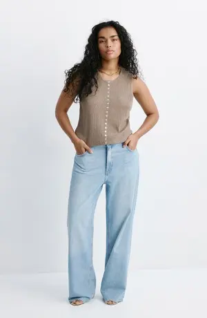 Mango Contrast Button-up Tank