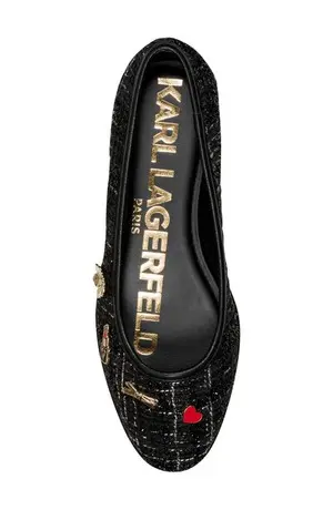 Karl Lagerfeld Paris Vadelle Tweed Ballet Flat - Black