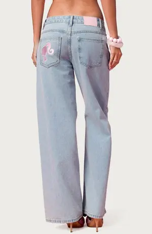 EDIKTED X Barbie Low Rise Wide Leg Jeans