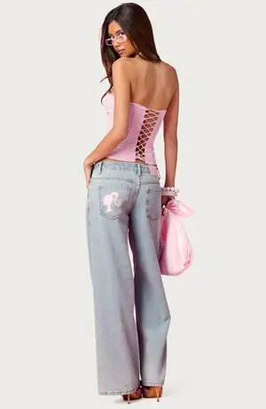 EDIKTED X Barbie Low Rise Wide Leg Jeans