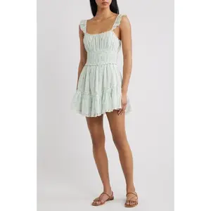 LoveShackFancy Maralina Print Ruffle Minidress - Celadon Drift