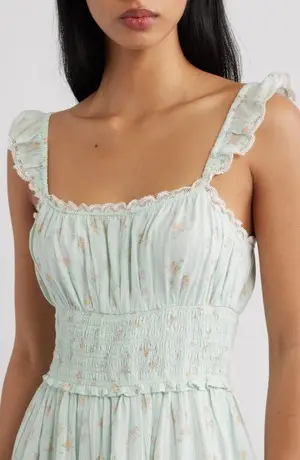LoveShackFancy Maralina Print Ruffle Minidress