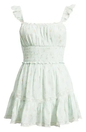 LoveShackFancy Maralina Print Ruffle Minidress