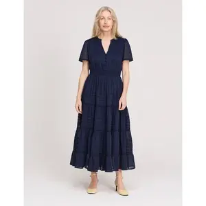 FINERY LONDON Petite Juniper Short Sleeve Midi Dress - Navy