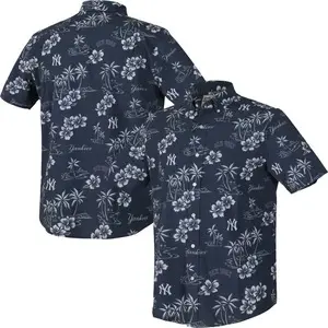 Reyn Spooner New York Yankees Kekai Performance Button-down Tri-blend Top - Navy