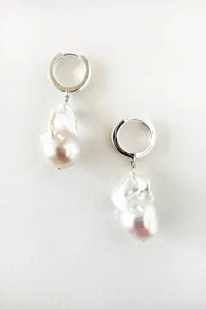 ASTOR & ORION Baroque Pearl Sterling Huggie Earrings