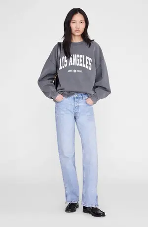 ANINE BING Crewneck Los Angeles Graphic Sweatshirt - Washed Grey