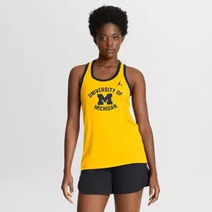 JORDAN BRAND Michigan Wolverines Uni Name Tri-blend Dri-fit Racerback Tank Top - Maize