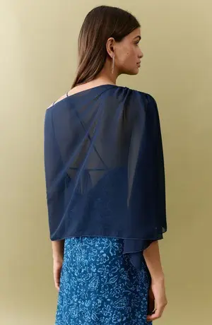 Mango Sheer Draped Poncho