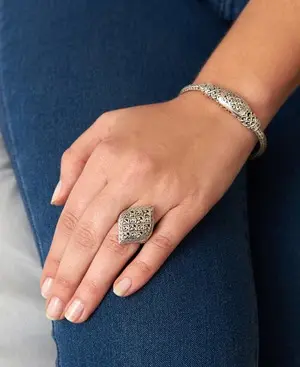 DEVATA Dragon Skin Ring In Sterling And 18k Gold