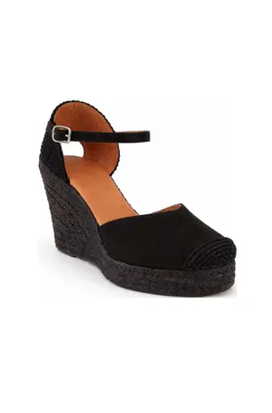 MENINA STEP Jimena High Strap Espadrille Sandal - Black