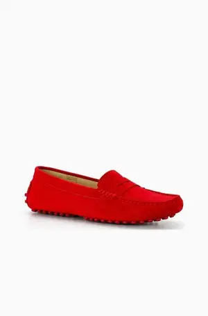 MENINA STEP Oporto Suede Moccasin Loafers - Red