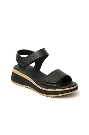 MENINA STEP Napoli Flat Wedge Sandal Black