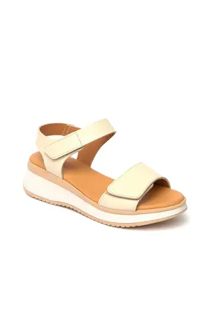 MENINA STEP Napoli Flat Wedge Sandal - Ivory