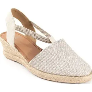 MENINA STEP Barbate Low Espadrille Wedge Sandals - Silver