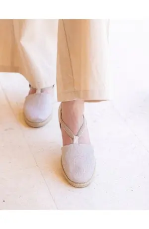 MENINA STEP Barbate Low Espadrille Wedge Sandals - Silver