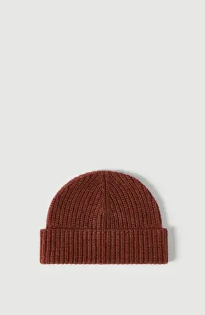 Brunello Cucinelli Cashmere English Rib Knit Beanie - Firebrick
