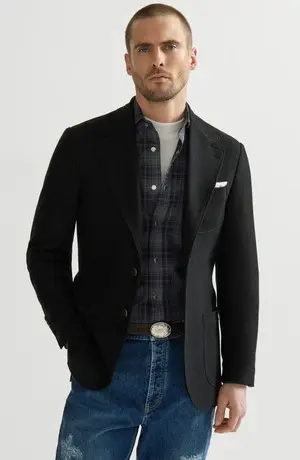 Brunello Cucinelli Cashmere Panama Deconstructed Blazer With Patch Pockets
