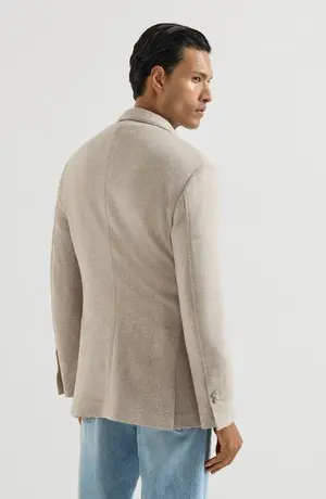 Brunello Cucinelli Cashmere Panama Deconstructed Blazer With Patch Pockets And Metal Buttons
