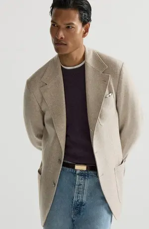 Brunello Cucinelli Cashmere Panama Deconstructed Blazer With Patch Pockets And Metal Buttons