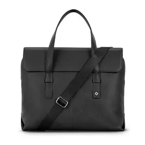 SAMSONITE Convertible Leather Briefcase With Laptop Sleeve - Black