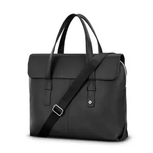 SAMSONITE Convertible Leather Briefcase With Laptop Sleeve - Black