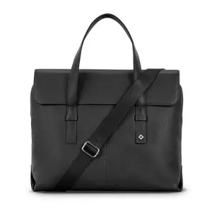 SAMSONITE Convertible Leather Briefcase With Laptop Sleeve - Black