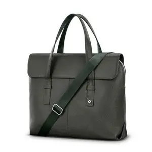 SAMSONITE Convertible Leather Briefcase With Laptop Sleeve - Olive