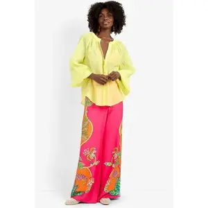 Trina Turk Norry Long-sleeve Printed Cotton Top - Citrus