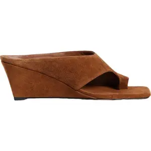 Sandro Suede Wedge Sandals - Brown