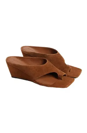Sandro Suede Wedge Sandals - Brown