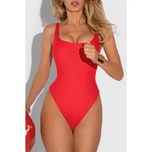 TA3 Sculpting One-piece Swimsuit With Lace-up Detail - Red