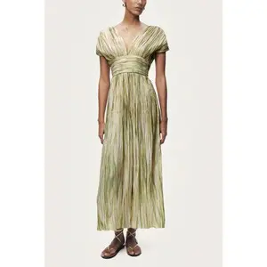 NOCTURNE Printed V-neck Midi Dress - Multi-colored