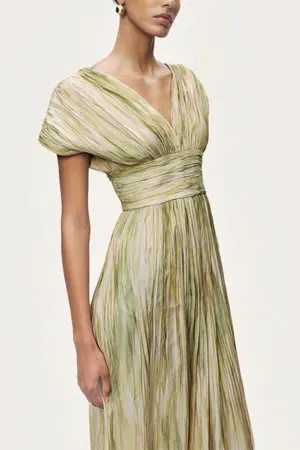 NOCTURNE Printed V-neck Midi Dress