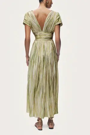 NOCTURNE Printed V-neck Midi Dress
