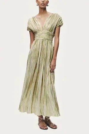 NOCTURNE Printed V-neck Midi Dress