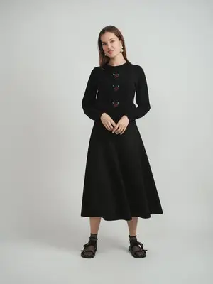 DICIANNOVE Embroidered Cable Knit Sweater