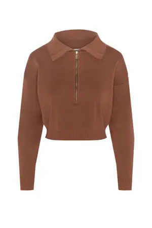 MILAN ITALY Cropped Dolman Zip Sweater