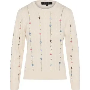 DICIANNOVE Embroidered Cable Knit Sweater - Cream