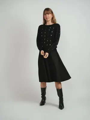 DICIANNOVE Embroidered Cable Knit Sweater