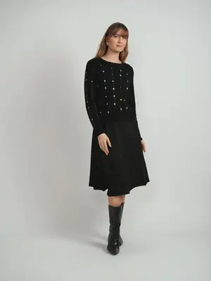 DICIANNOVE Embroidered Cable Knit Sweater