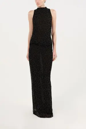 NOCTURNE Stone-embellished Maxi Dress - Black