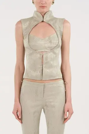 NOCTURNE Braid-trim Bustier Top - Multi-colored