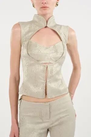 NOCTURNE Braid-trim Bustier Top