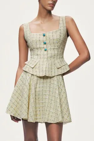 NOCTURNE Button Accessory Tweed Bustier