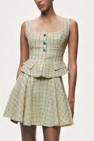 NOCTURNE Button Accessory Tweed Bustier