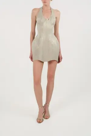 NOCTURNE Snake-print Boned Mini Corset Dress