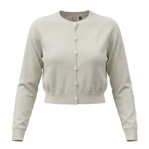E.U.X. EXCLUSIVE Shimmer Knit Cropped Cardigan - Cream