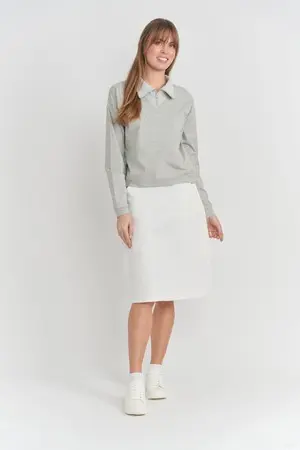 NONI DAILY Striped Collar Half-zip Cotton Spandex Sweater - Grey Mix